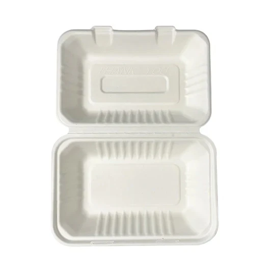 Sugarcane Clamshell 9x6x3 Inch Food Container 900 ml